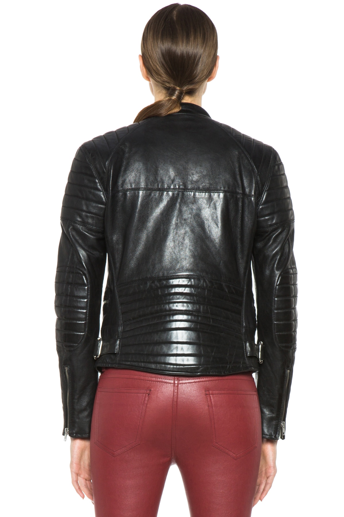 BLK DNM Padded Elbows Lambskin Biker Jacket in Black | FWRD