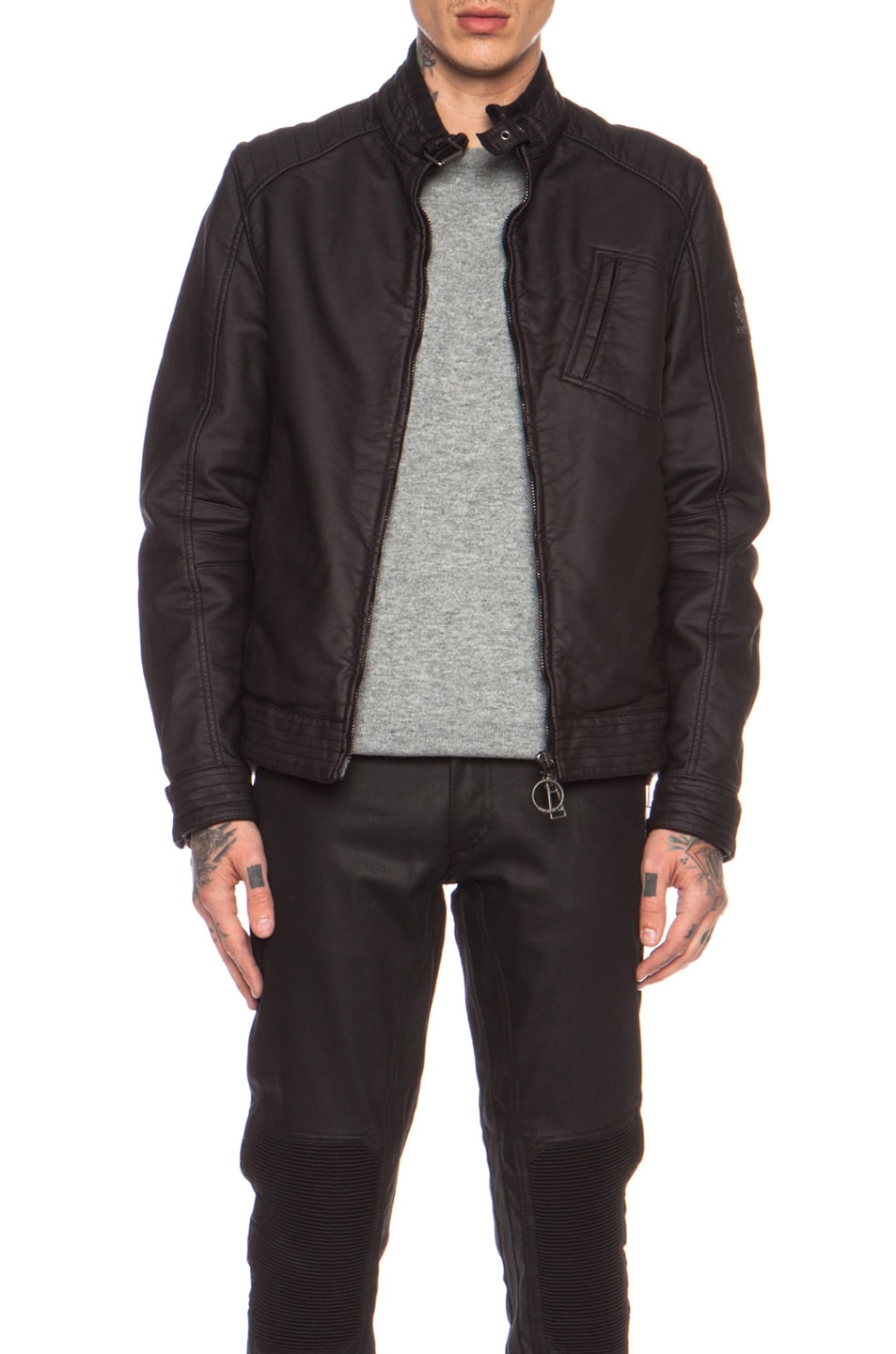 Belstaff Rubberized Jersey Cotton H-Racer in Black | FWRD
