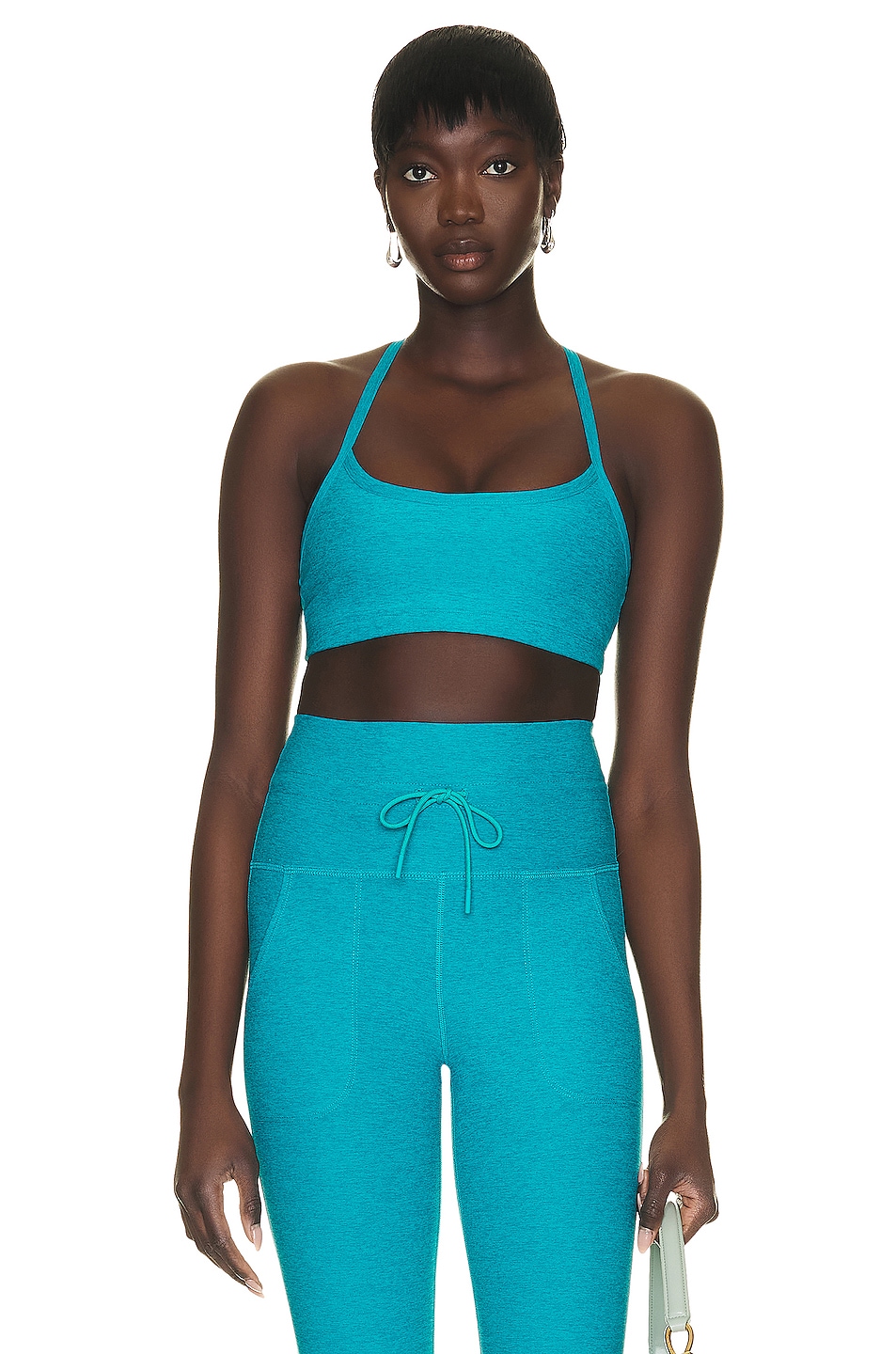 Beyond Yoga Spacedye Slim Racerback Bra in Peacock Blue Heather | FWRD