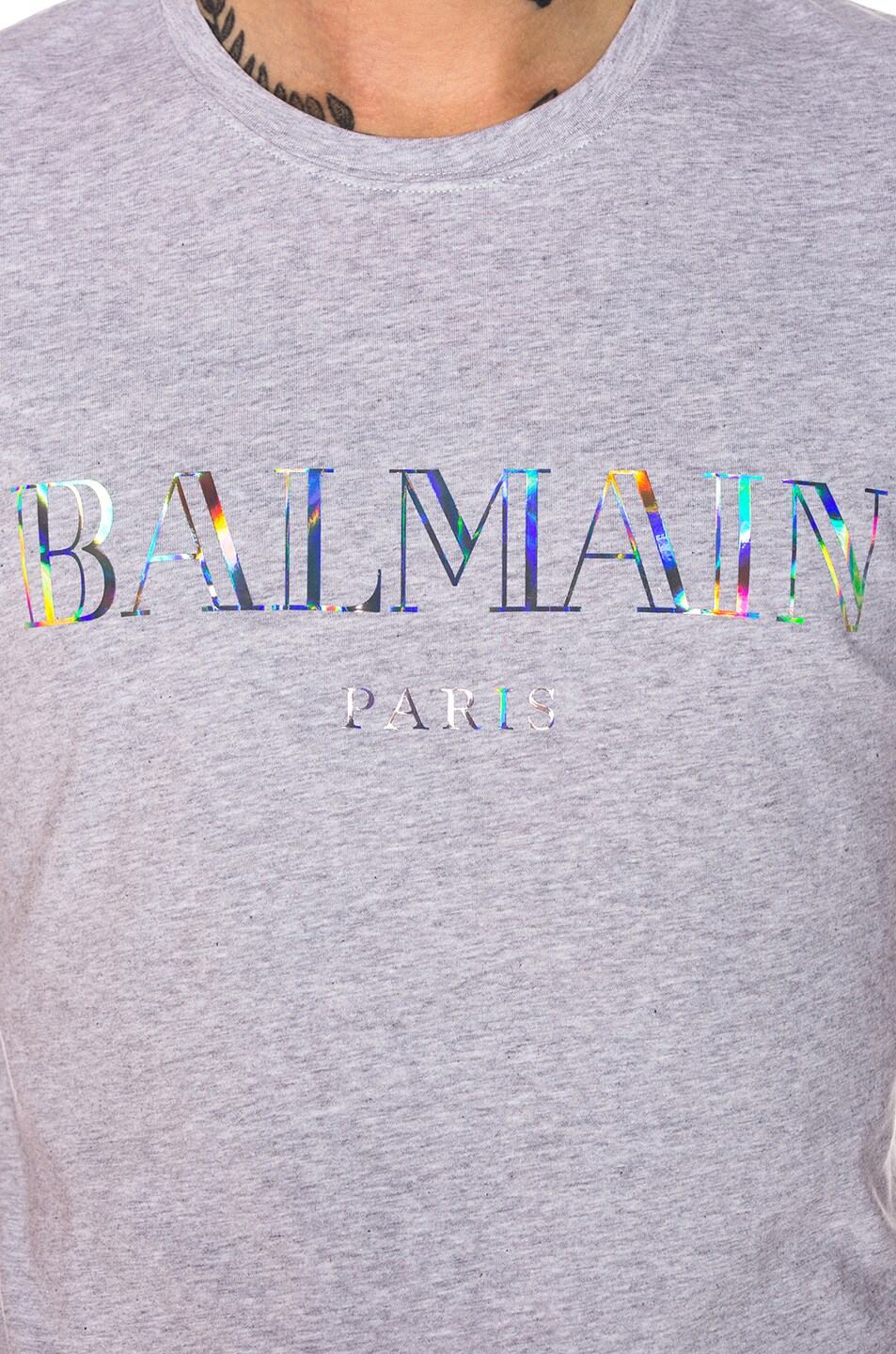 BALMAIN Balmain Hologram T-Shirt in Gris | FWRD