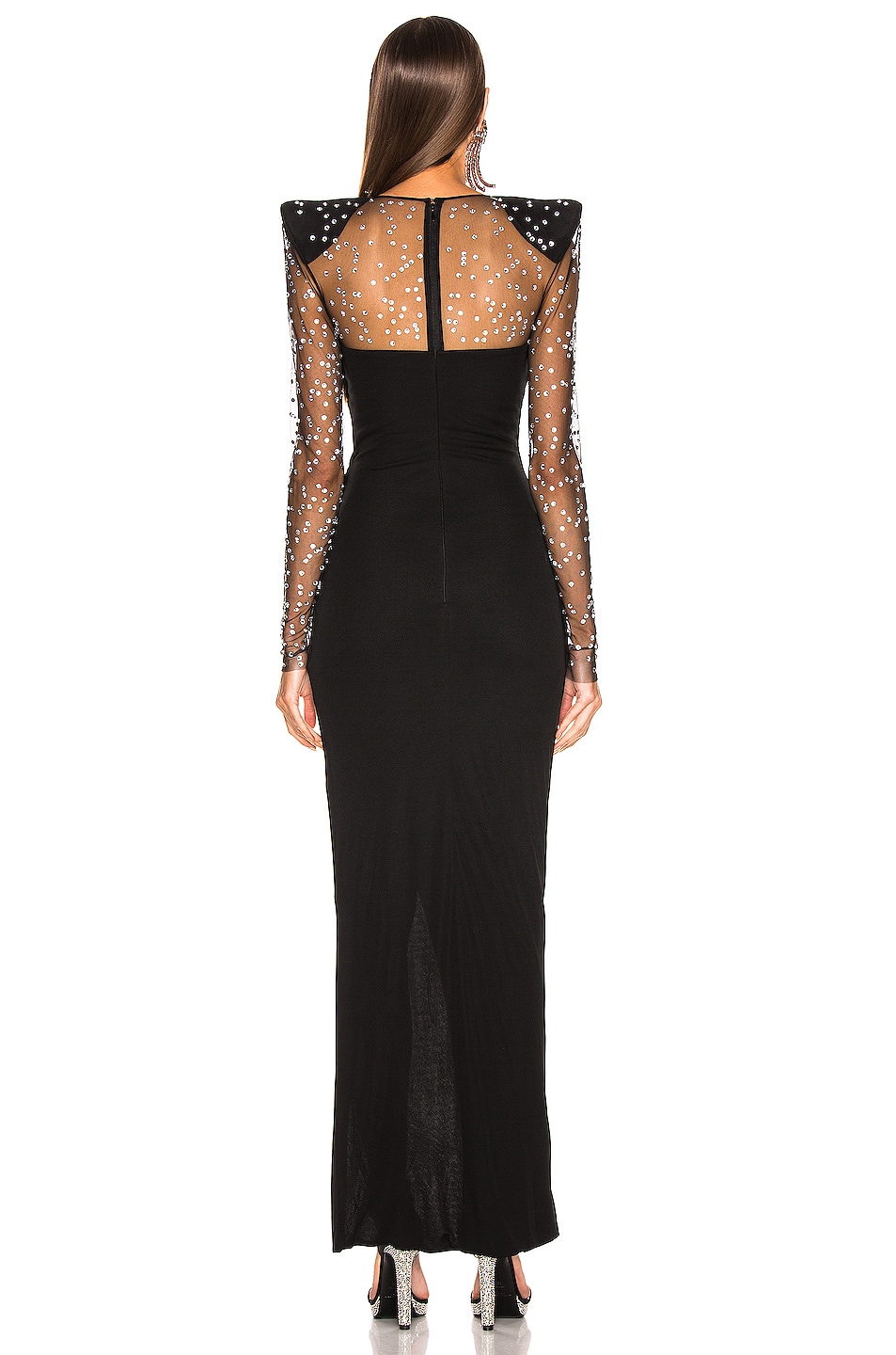 BALMAIN Strass Dress in Noir & Crystal | FWRD