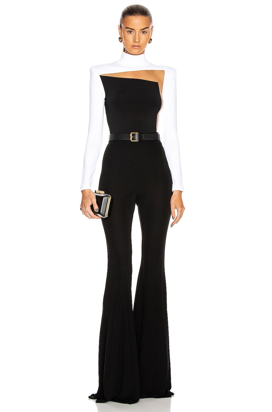 BALMAIN Tulle Knit Bodysuit in White & Black | FWRD