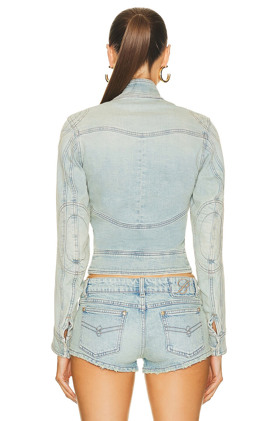 Blumarine Denim Moto Jacket in Sterling Blue | FWRD