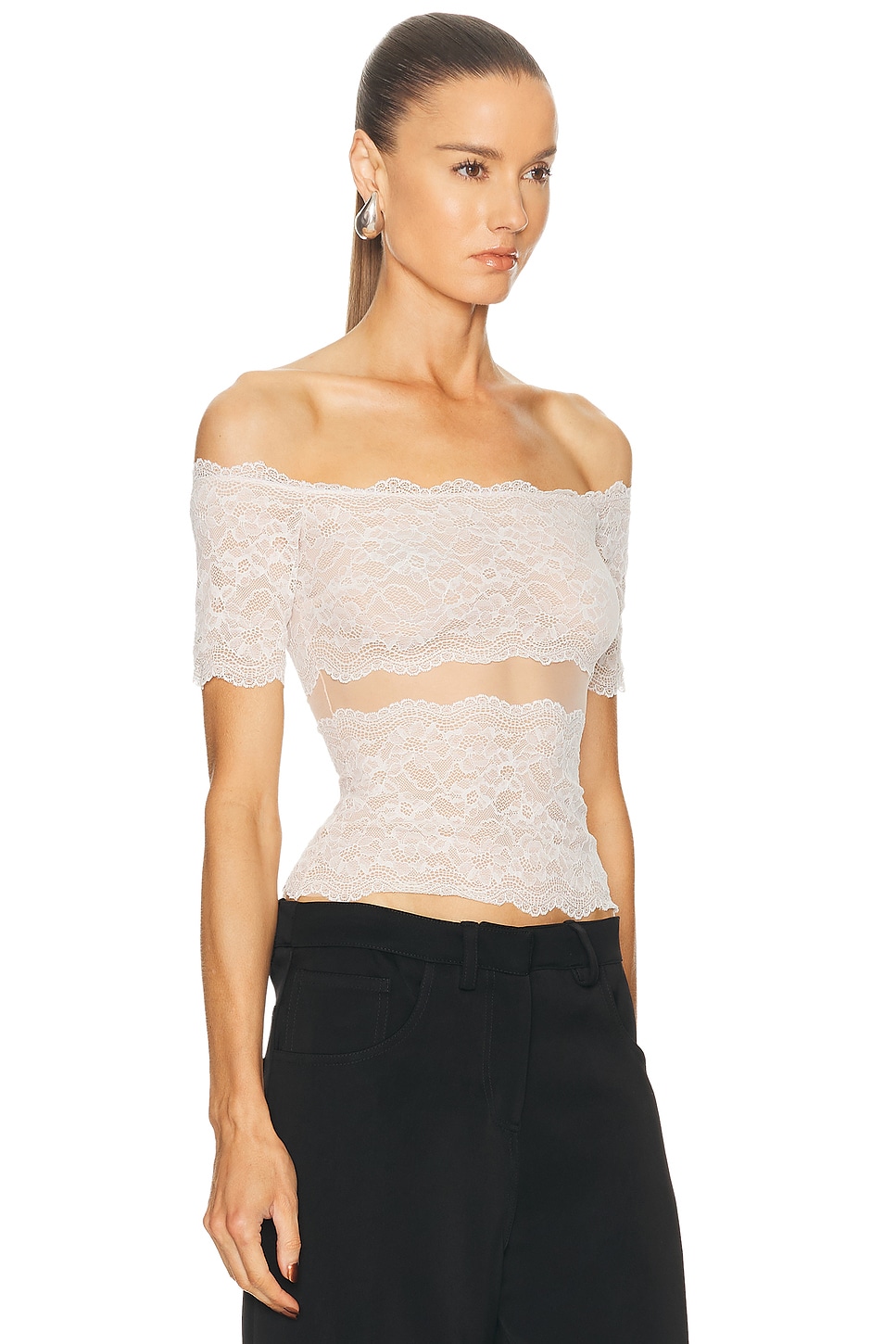 Blumarine Off The Shoulder Top in Amberlight & Natural White | FWRD