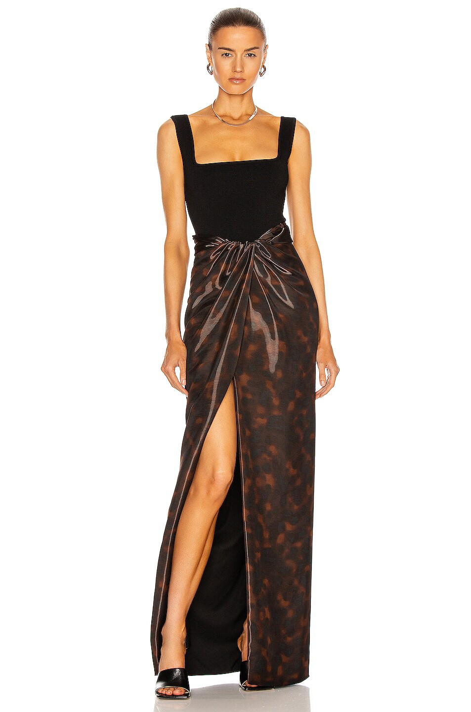 Brandon Maxwell High Slit Maxi Skirt in Tortoise | FWRD