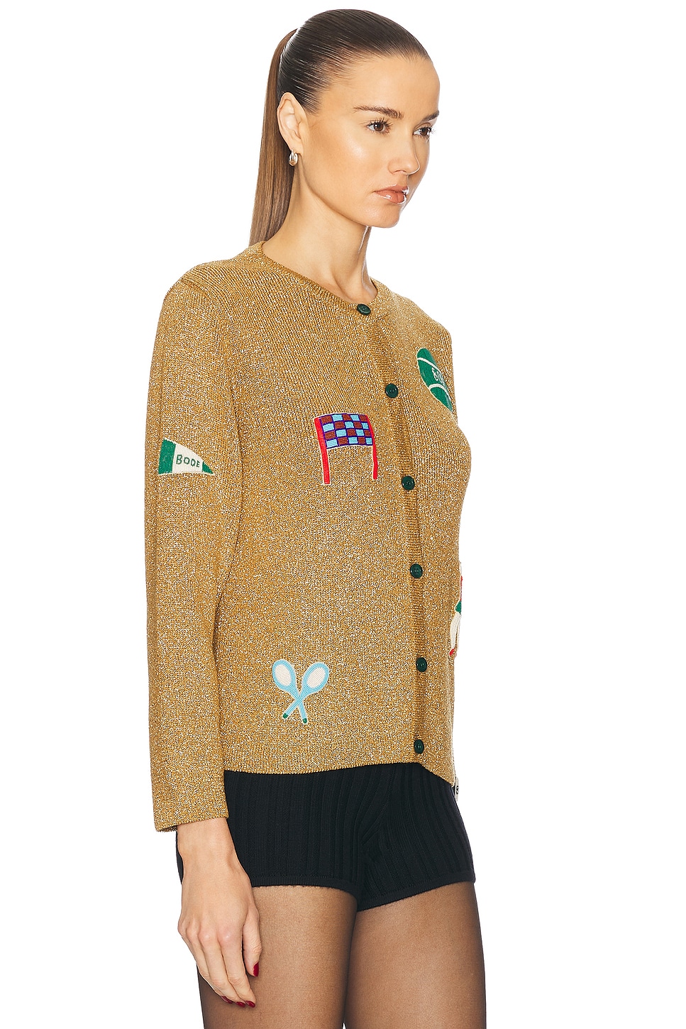 BODE Game Point Cardigan in Gold | FWRD