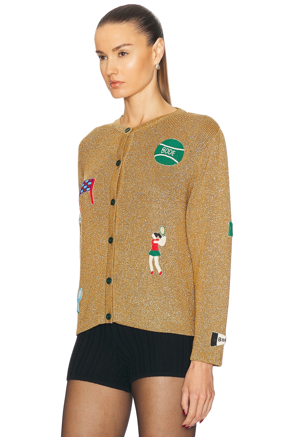 BODE Game Point Cardigan in Gold | FWRD