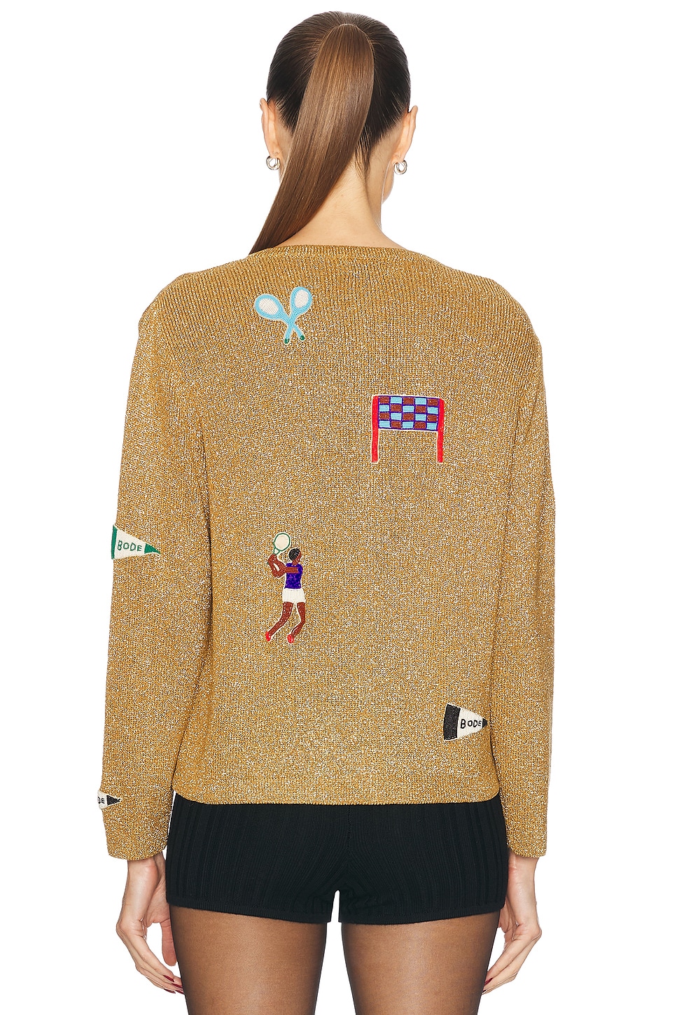 BODE Game Point Cardigan in Gold | FWRD