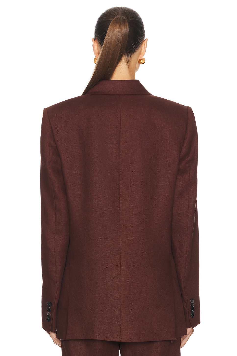 BODE Linen Double Breasted Suit Jacket in Chocolate | FWRD