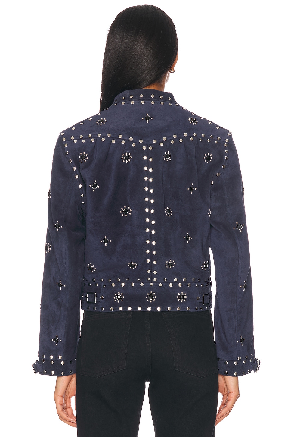 BODE Studded Howard Suede Jacket in Dark Navy | FWRD