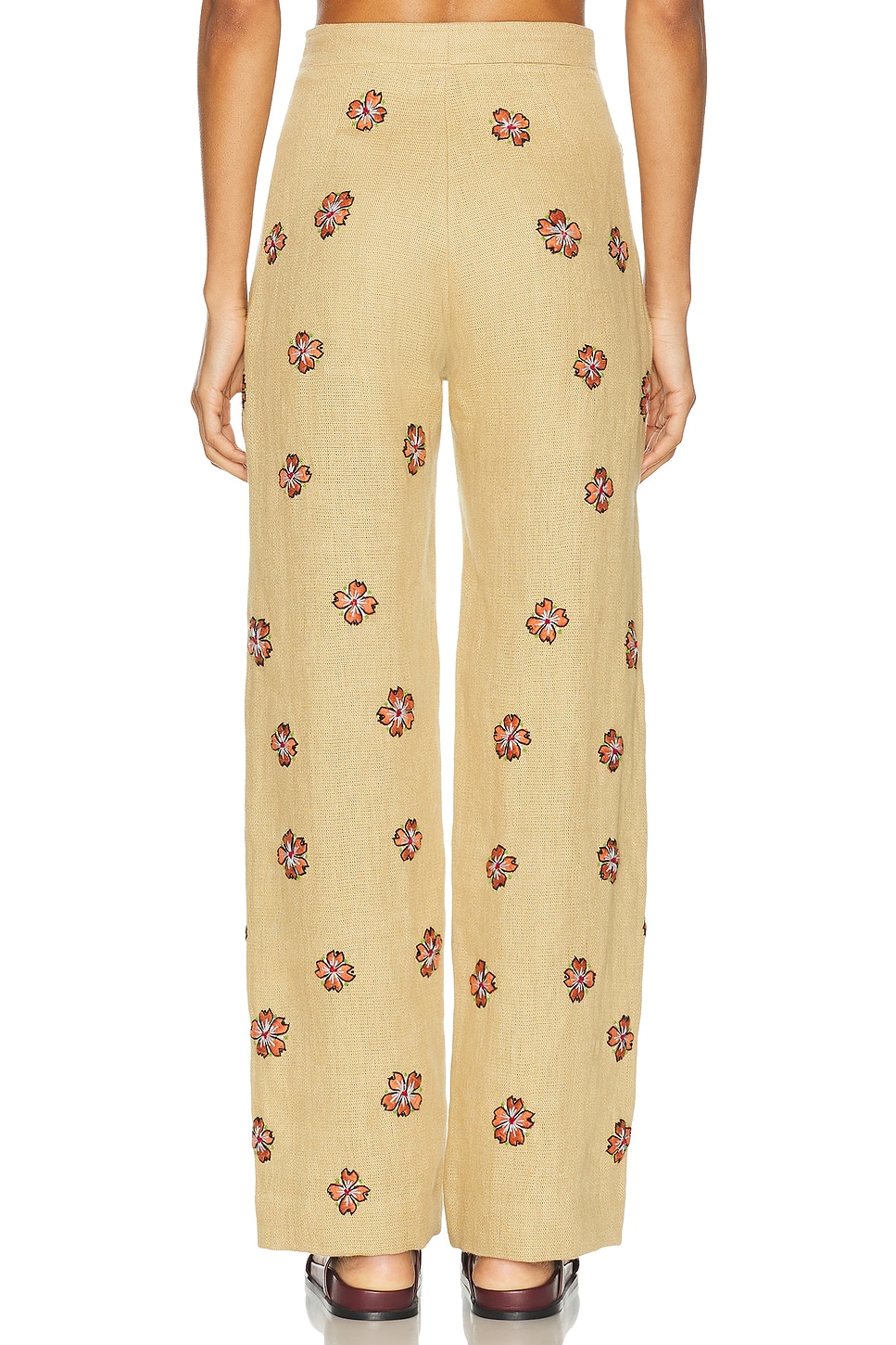 BODE Embroidered Wax Flower Trouser in Tan Multi | FWRD