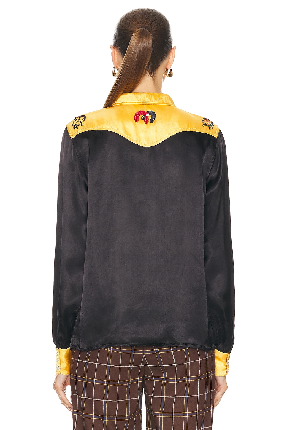 BODE Sequin Rodeo Shirt in Gold & Black | FWRD