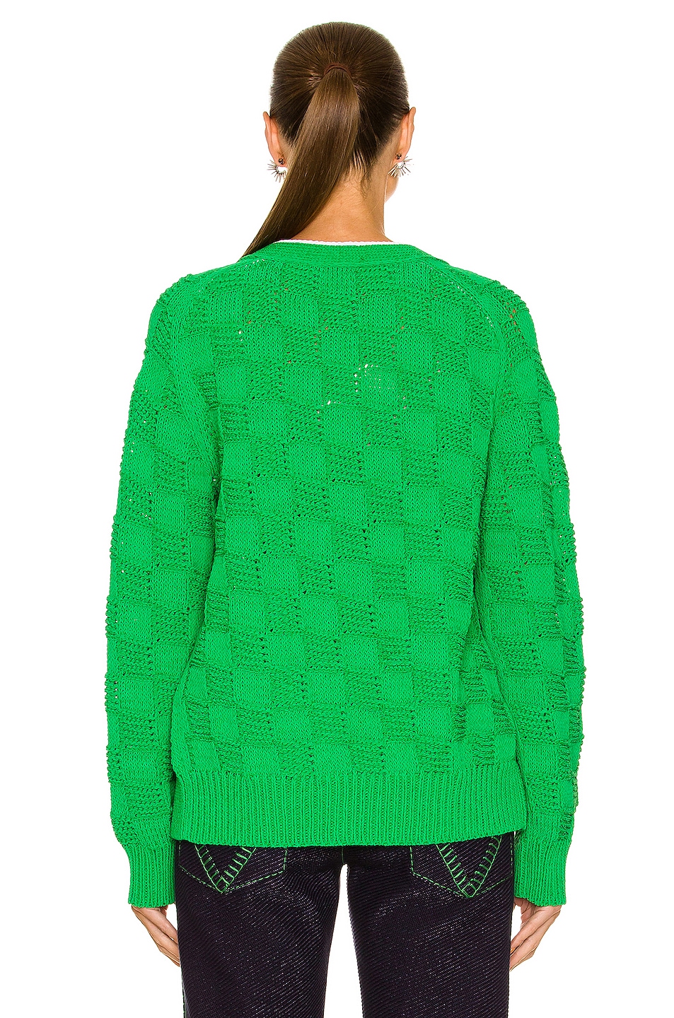Bottega Veneta Check Knit Cardigan in Parakeet | FWRD