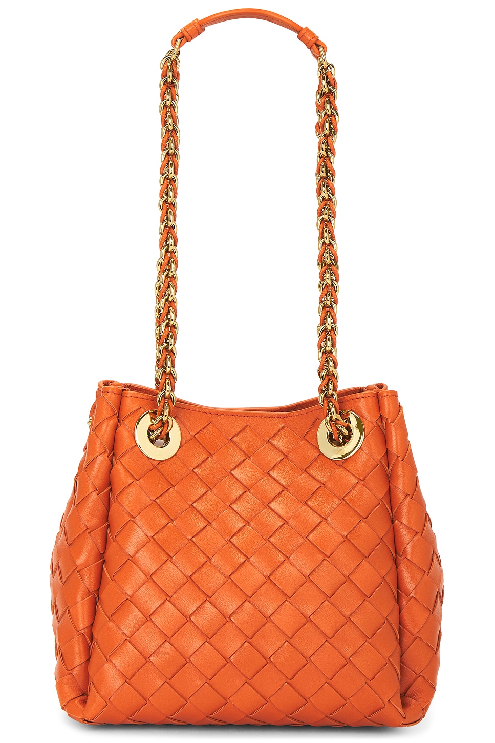 Bottega Veneta Small Parachute Chain Bag In Burned Orange & Muse Brass ...
