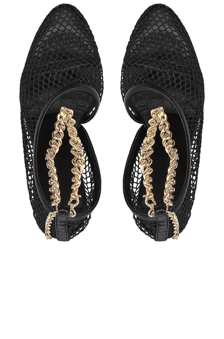 Bottega Veneta Mesh Chunky Chain Heels in Black & Gold | FWRD