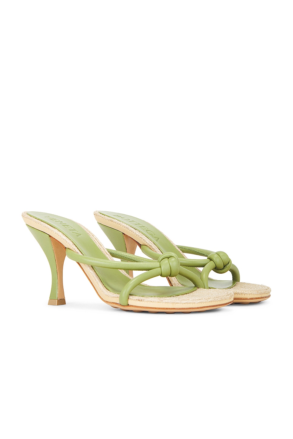 Bottega Veneta Blink Sandal in Tea Leaf & Cane Sugar | FWRD