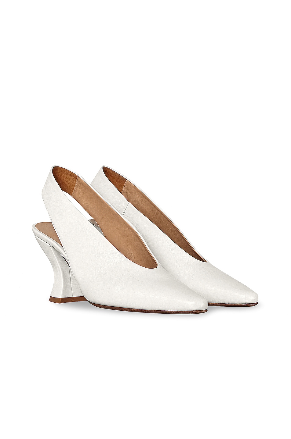 Bottega Veneta Almond Slingback Kitten Heels in Optic White | FWRD