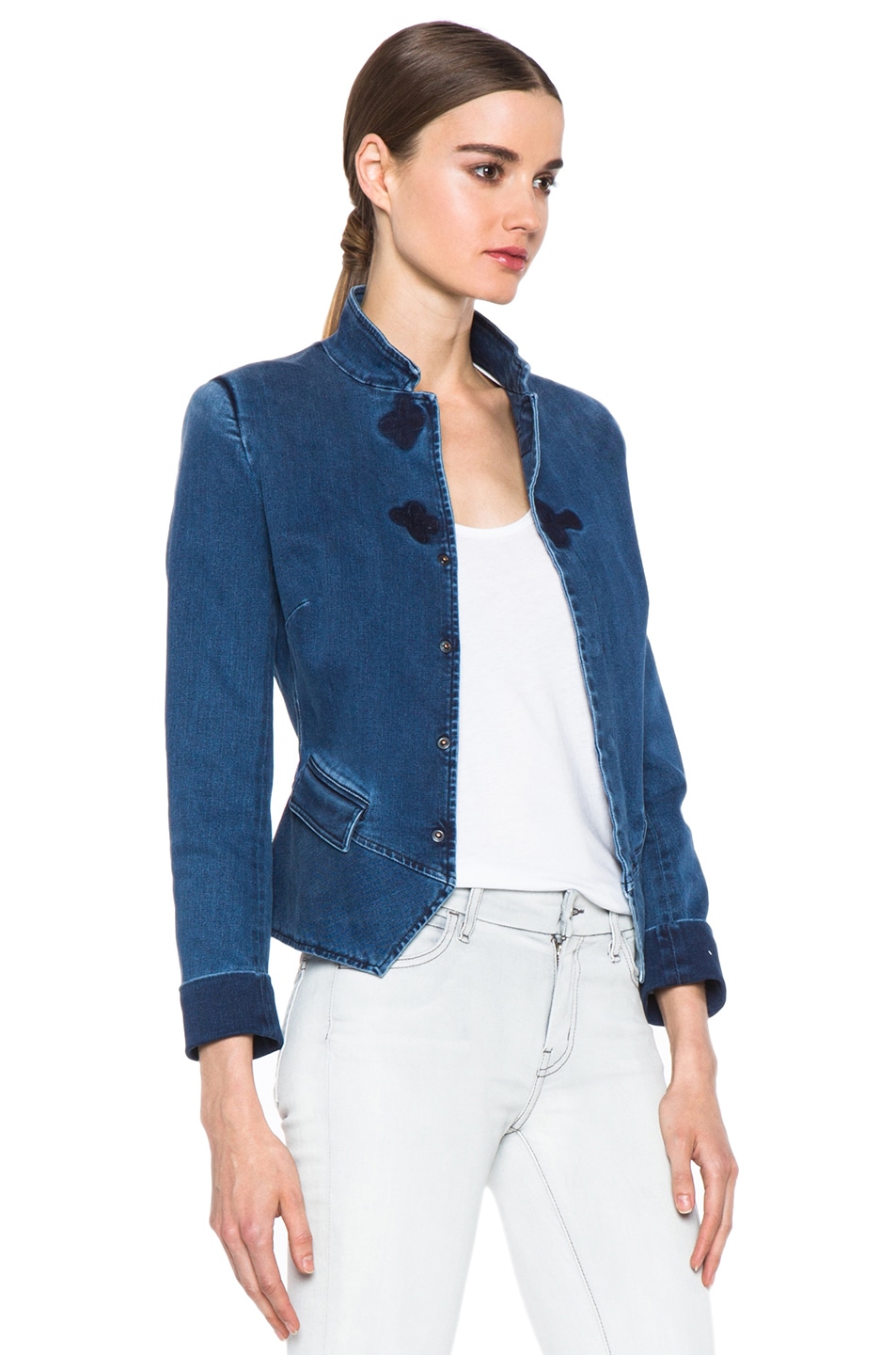 Boy. by Band of Outsiders Stand Collar Peplum Denim Jacket in Washed ...