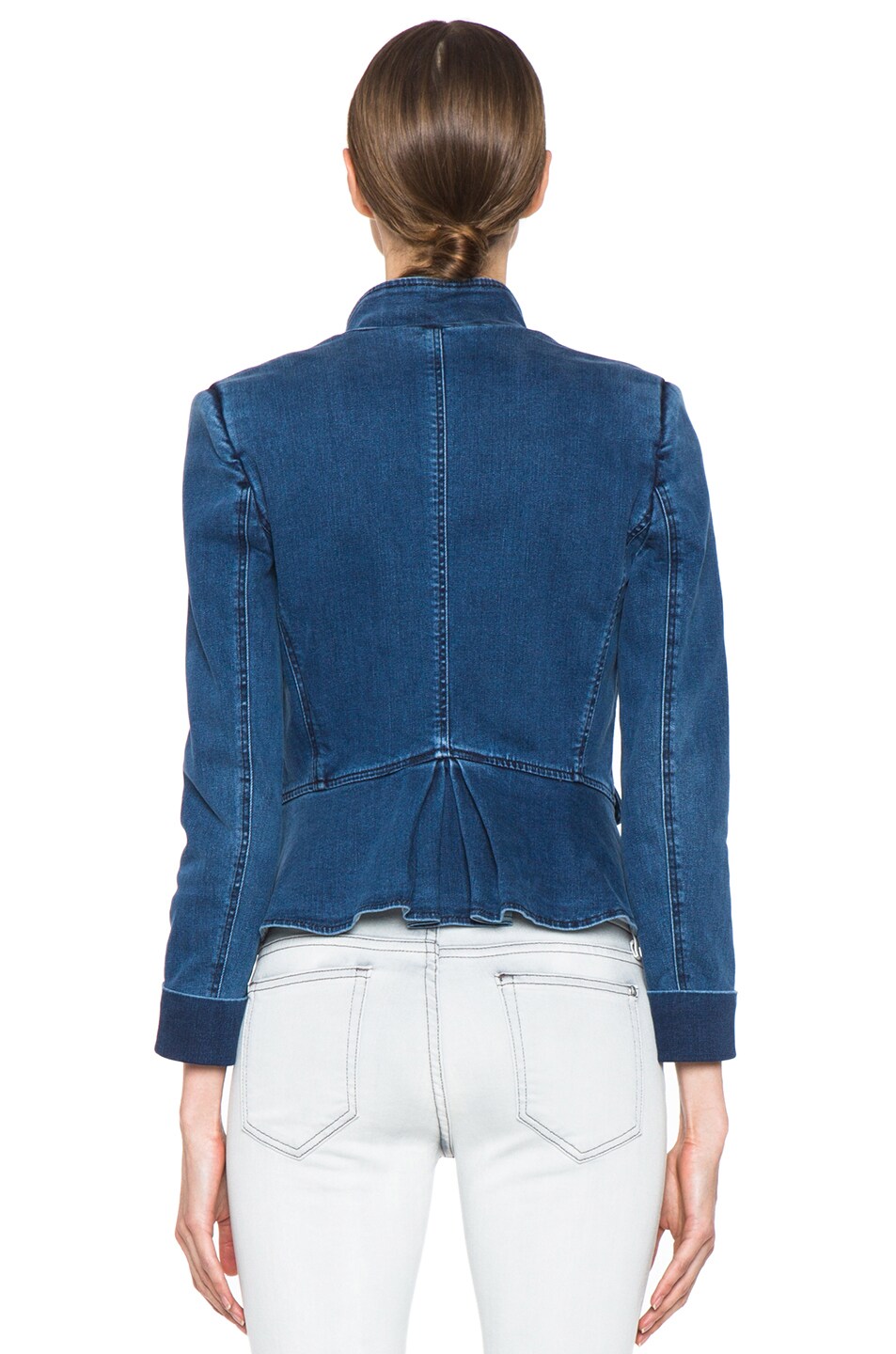 Boy. by Band of Outsiders Stand Collar Peplum Denim Jacket in Washed ...