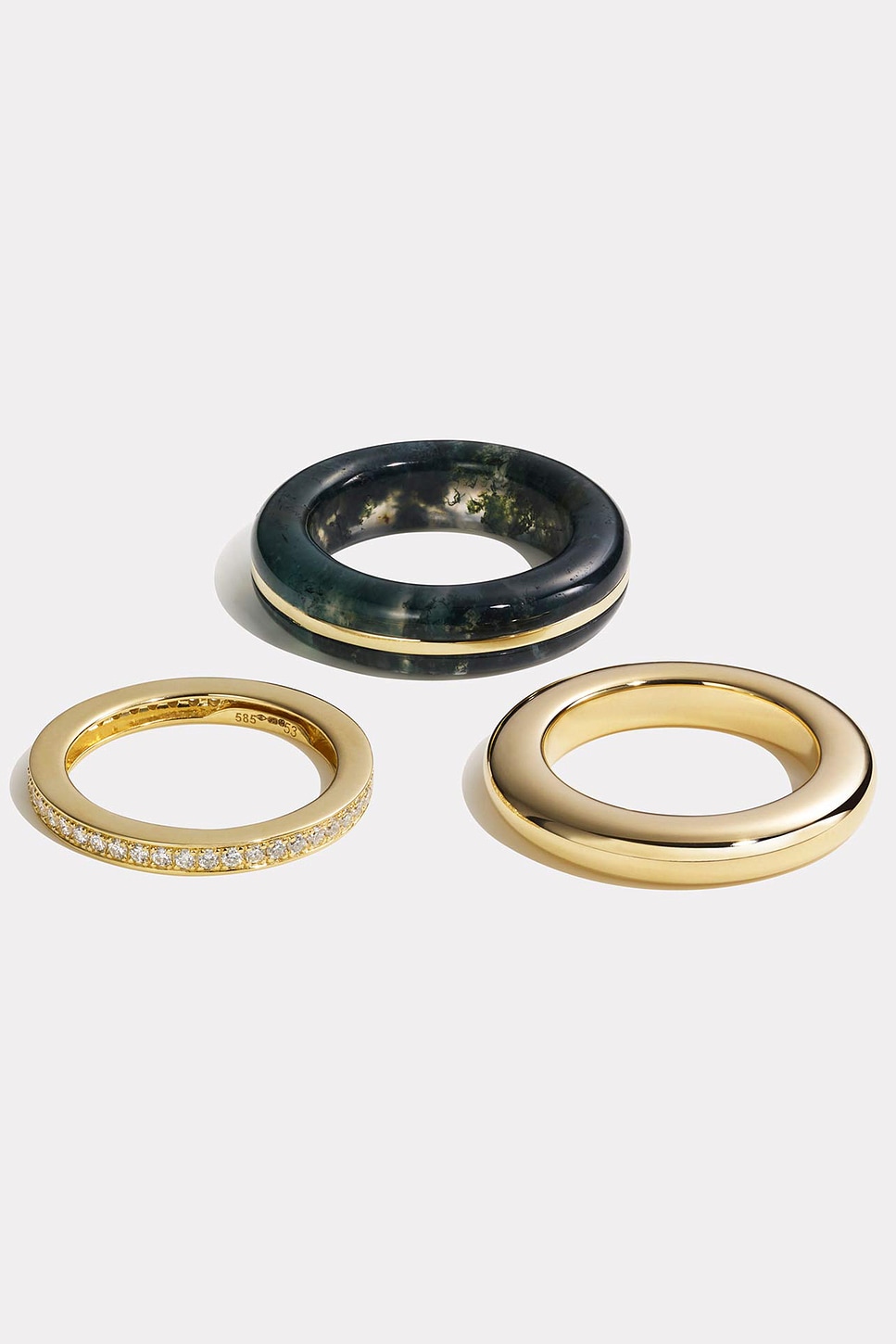 BY PARIAH Classic Stack Ring in Moss Agate | FWRD