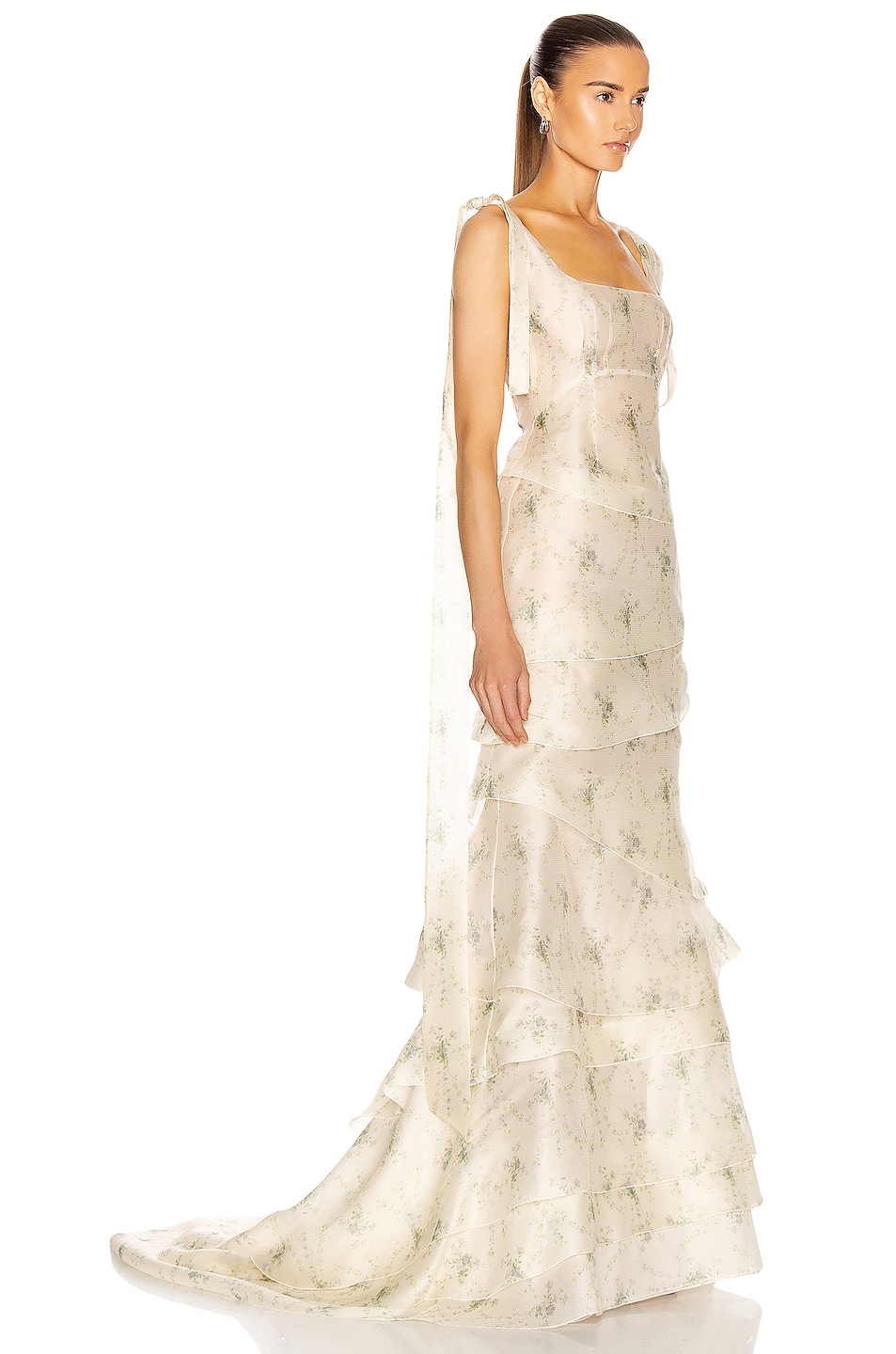 Brock Collection Quarrie Tiered Floral Maxi Dress in Natural | FWRD