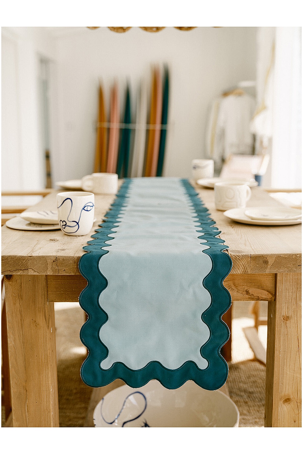 business & pleasure co. Table Runner in Riviera Green | FWRD