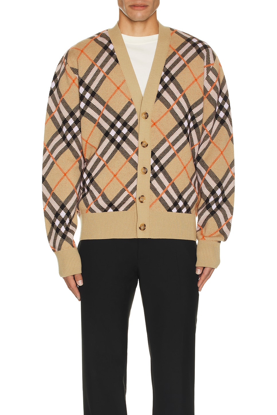 Burberry Check Cardigan in Sand | FWRD