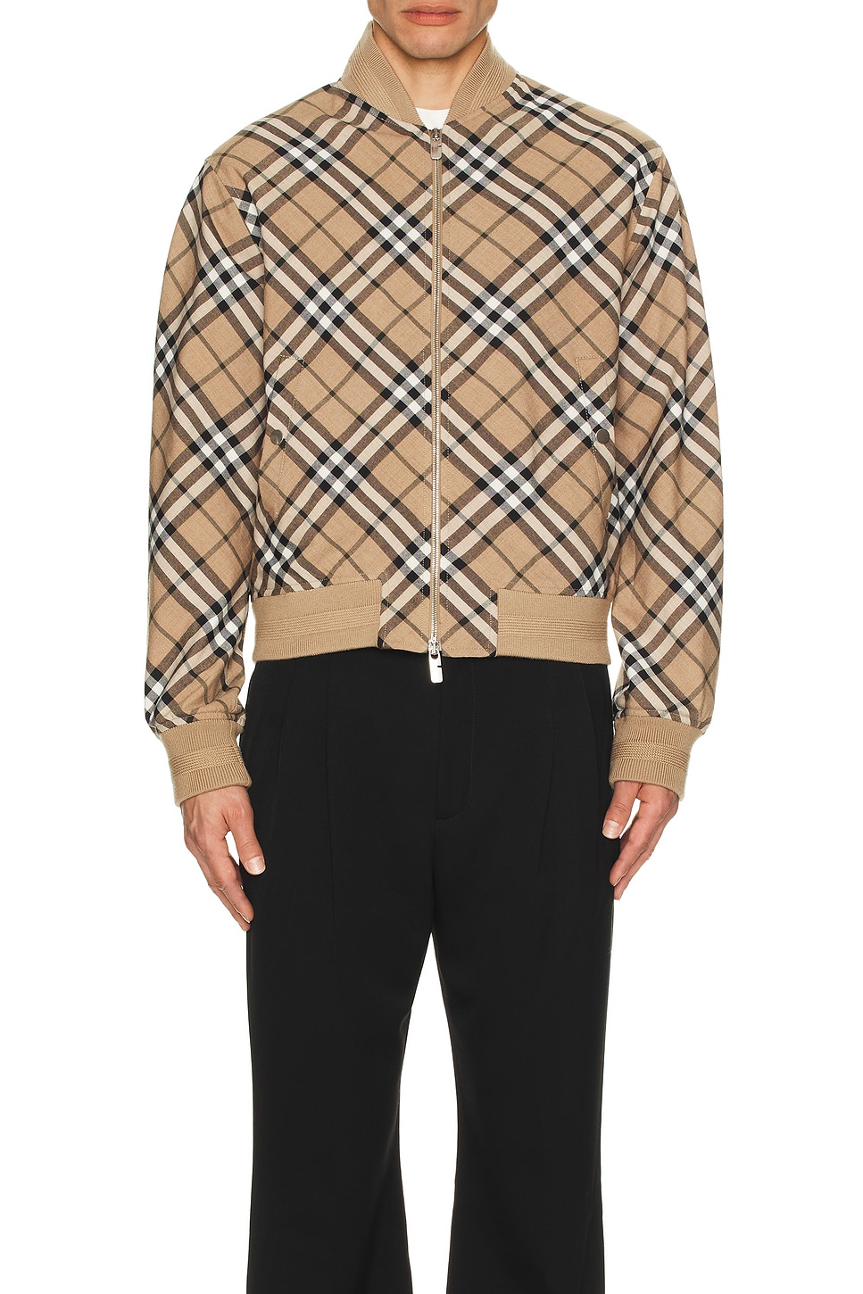 Burberry Check Bomber Jacket in Linden | FWRD