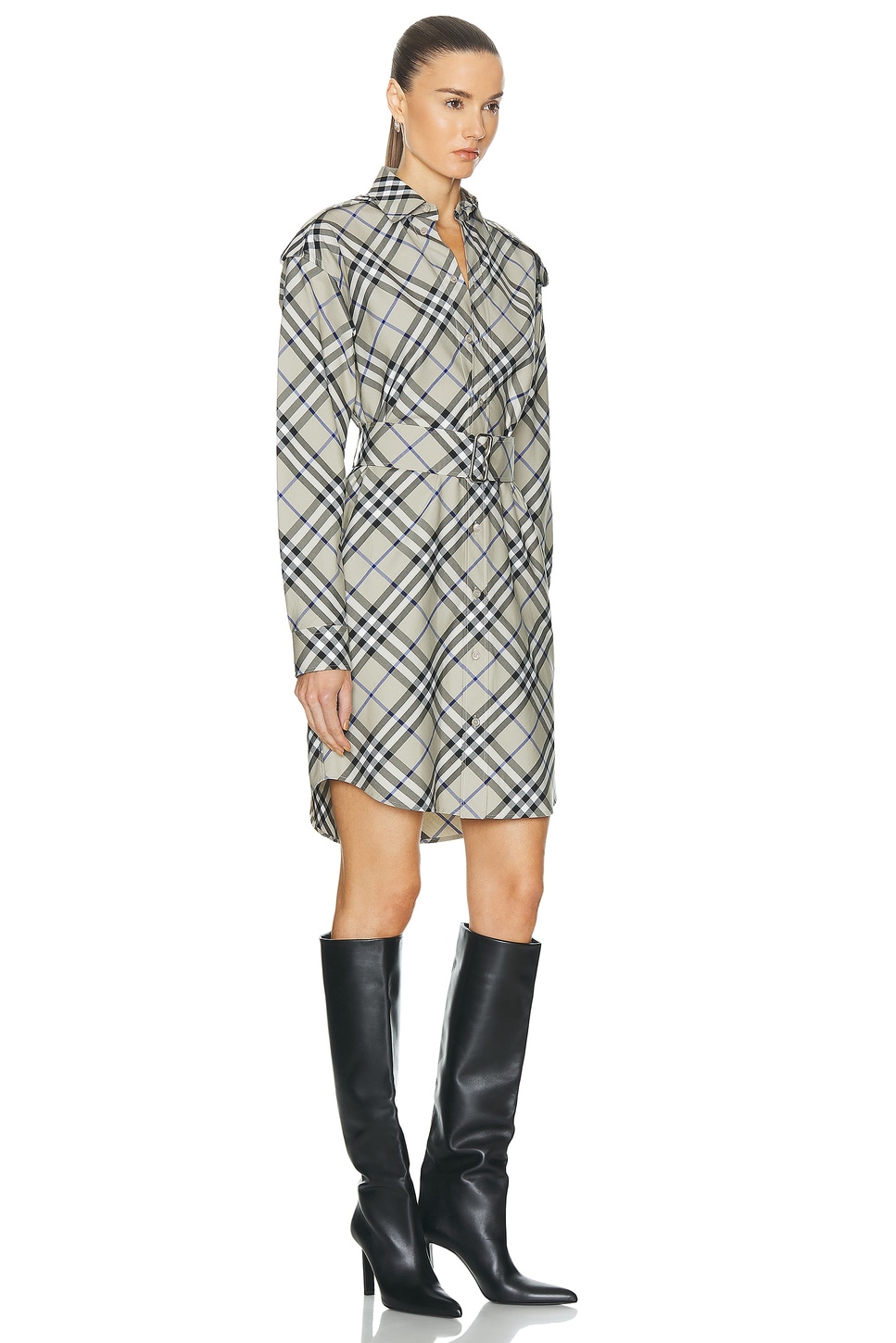 Burberry Belted Shirt Dress in Lichen IP Check | FWRD