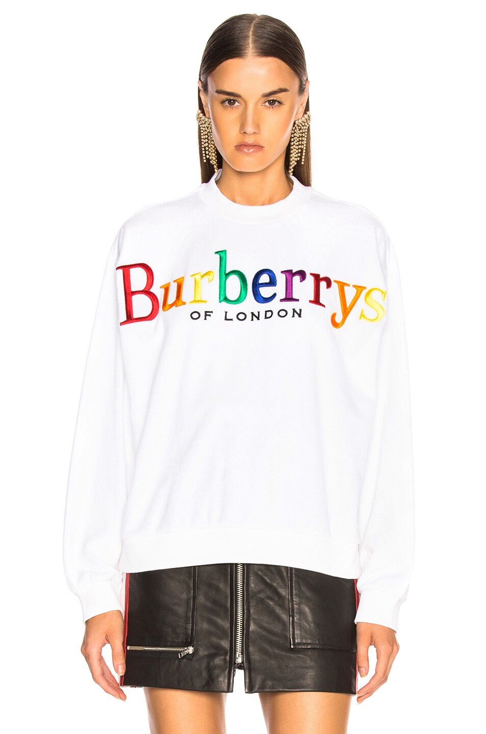 Burberry Rainbow Logo Terry Sweatshirt in White | FWRD