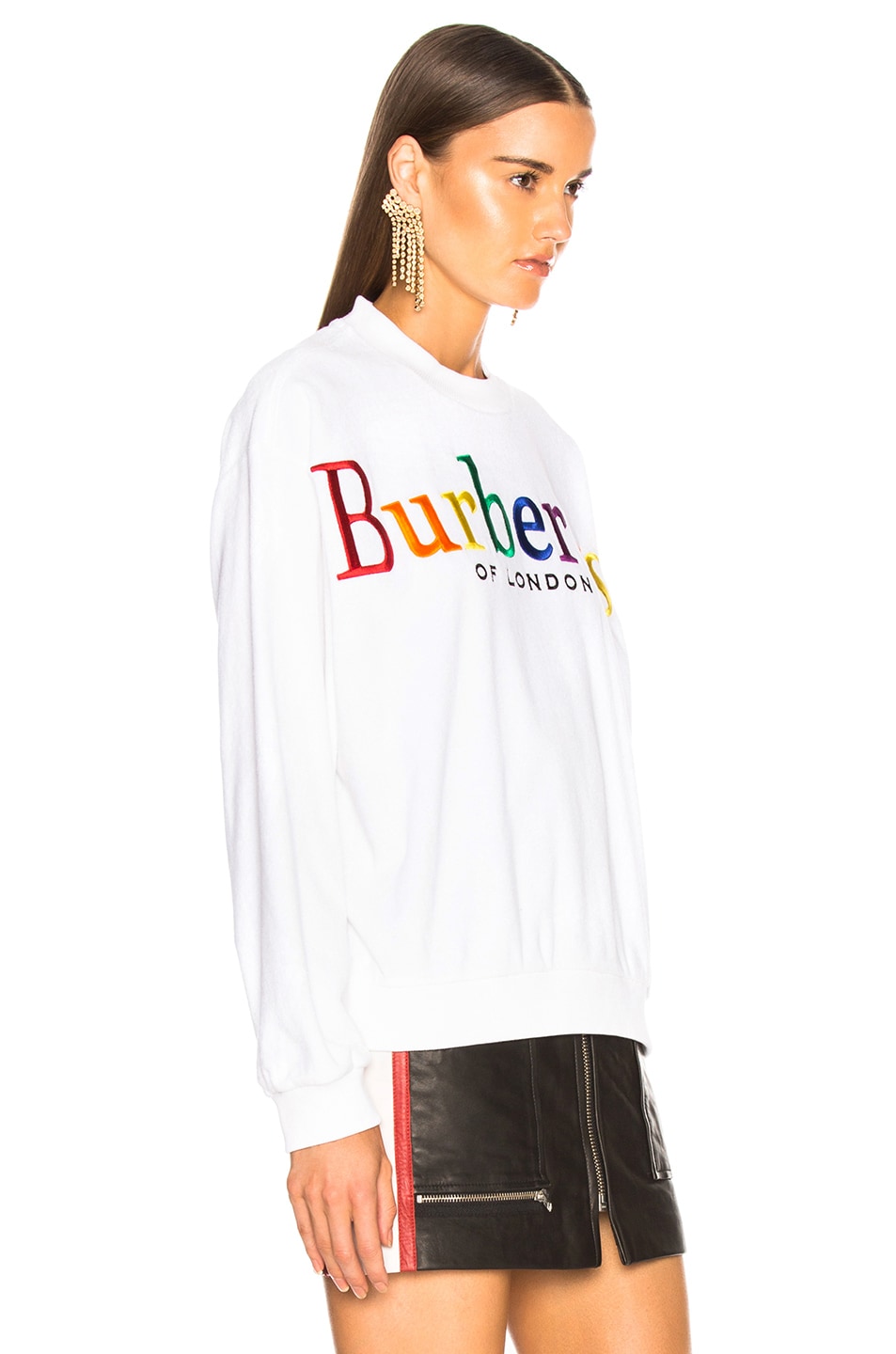 Burberry Rainbow Logo Terry Sweatshirt in White | FWRD