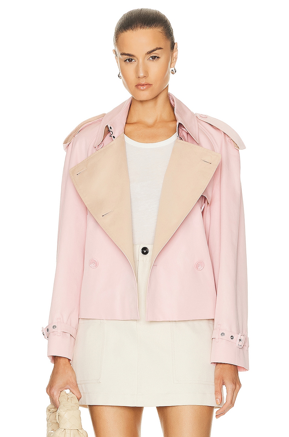 Burberry Cropped Trench Jacket in Sorbet Pink | FWRD