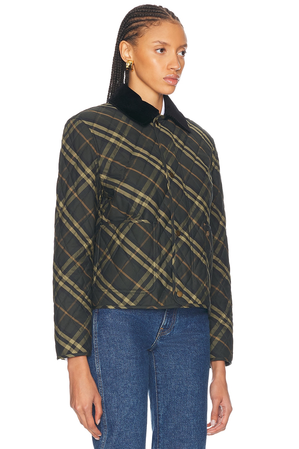 Burberry Button Up Jacket in Shadow IP Check | FWRD