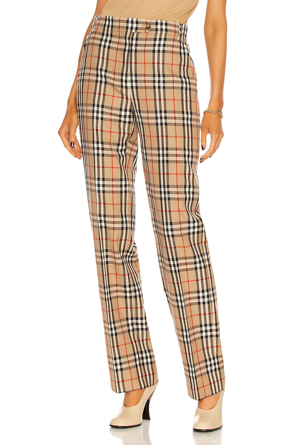 Burberry Fleur Tailored Pant in Archive Beige IP Check | FWRD