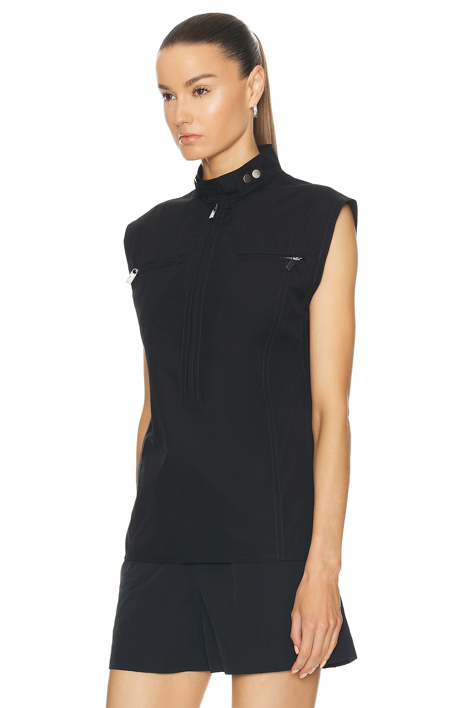 Burberry Zip Front Top in Black | FWRD