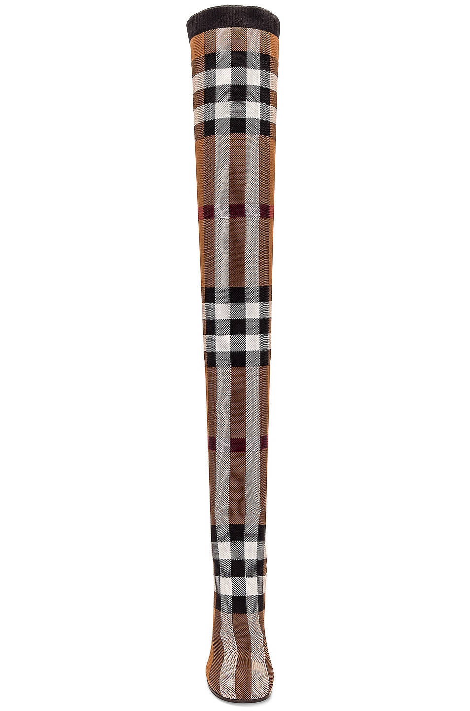 Burberry BTS Style Heeled Boot in Birch Brown IP Check | FWRD