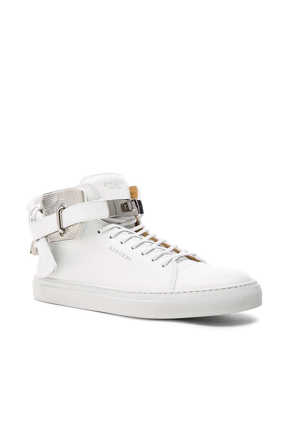 Buscemi 100MM Metal Leather Sneakers in White | FWRD