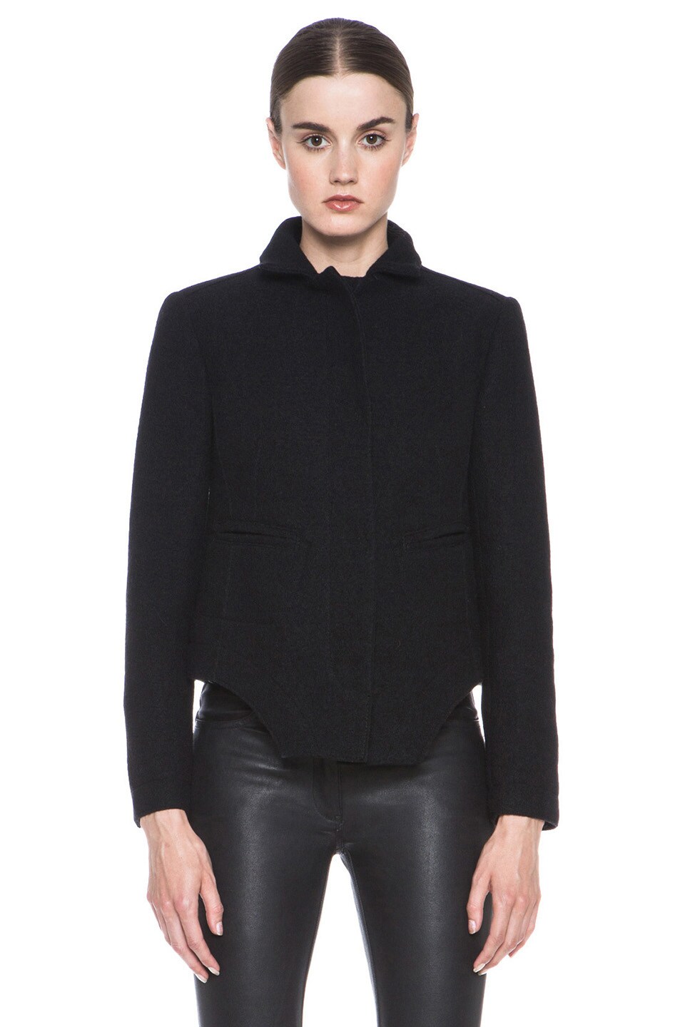 Carven Crushed Wool Jacket in Black | FWRD