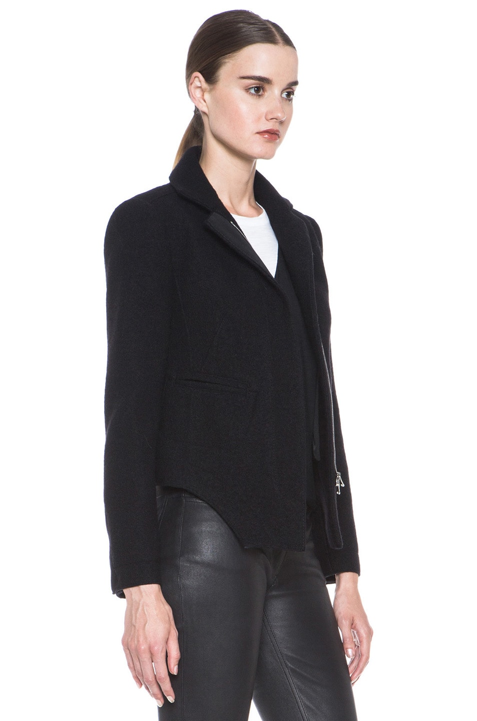 Carven Crushed Wool Jacket in Black | FWRD