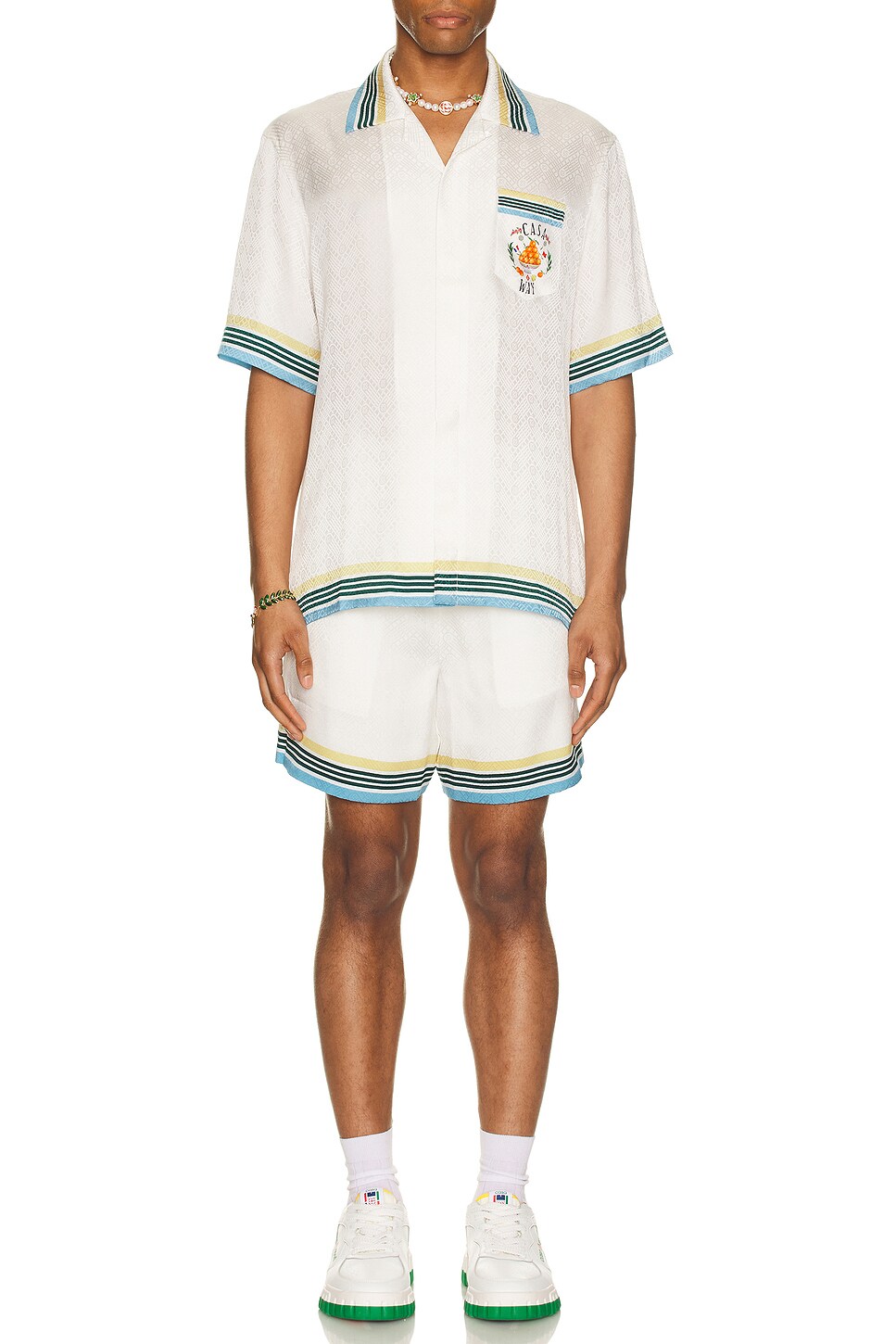 Casablanca Cuban Collar Short Sleeve Shirt in Casa Way | FWRD