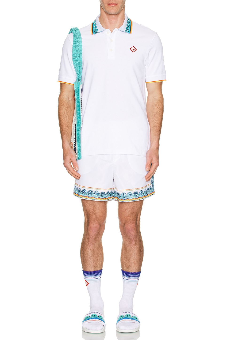 Casablanca Printed Swim Shorts in Greco Wave | FWRD