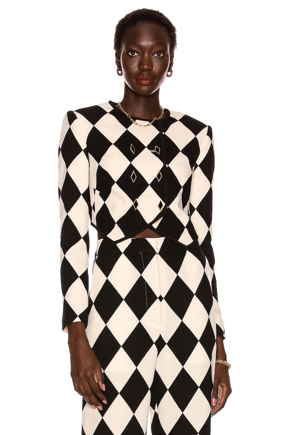 Casablanca Harlequin Suit Jacket in Black & White | FWRD