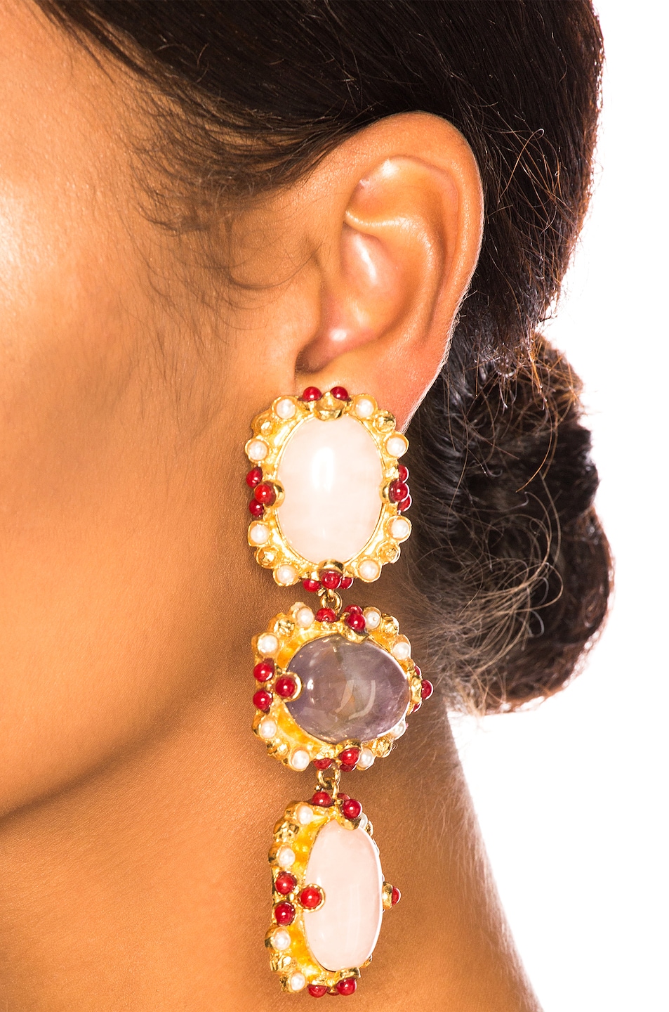 Christie Nicolaides Allegra Earrings in Rose Quartz | FWRD