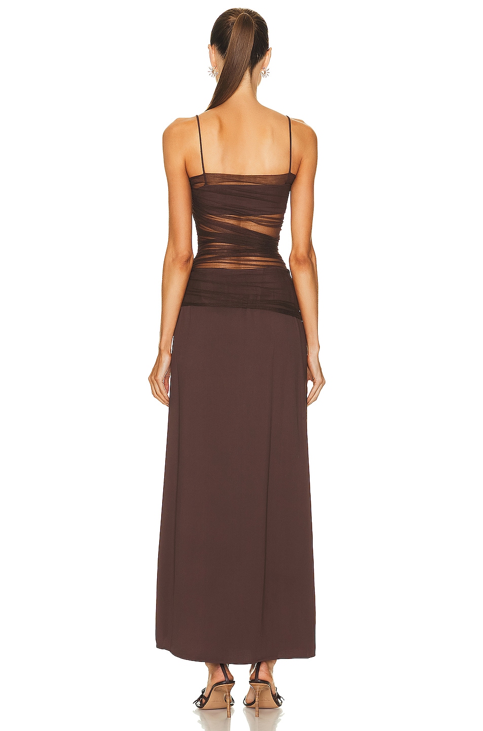 Christopher Esber Contrast Sheer Panel Dress in Walnut | FWRD