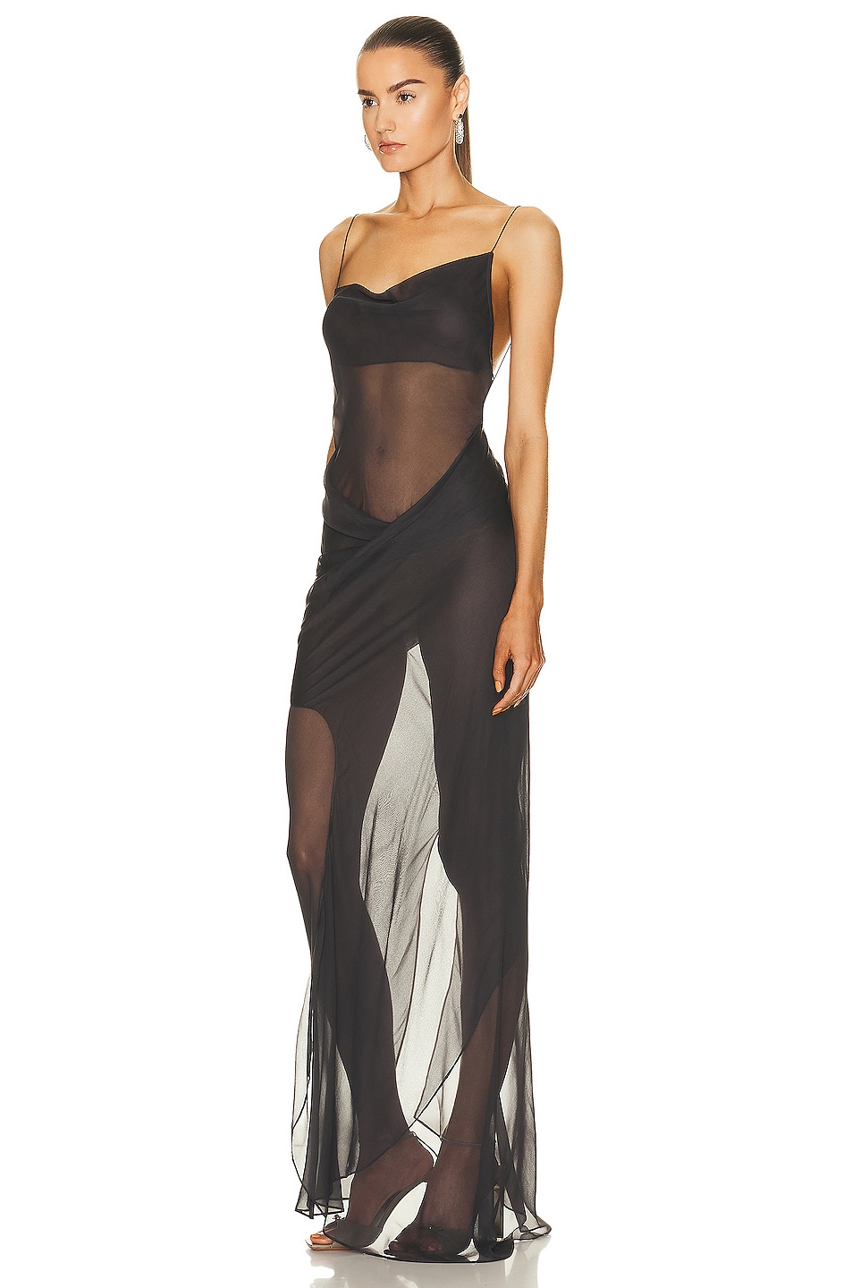 Christopher Esber Cowl Hip Slip Dress in Charcoal | FWRD