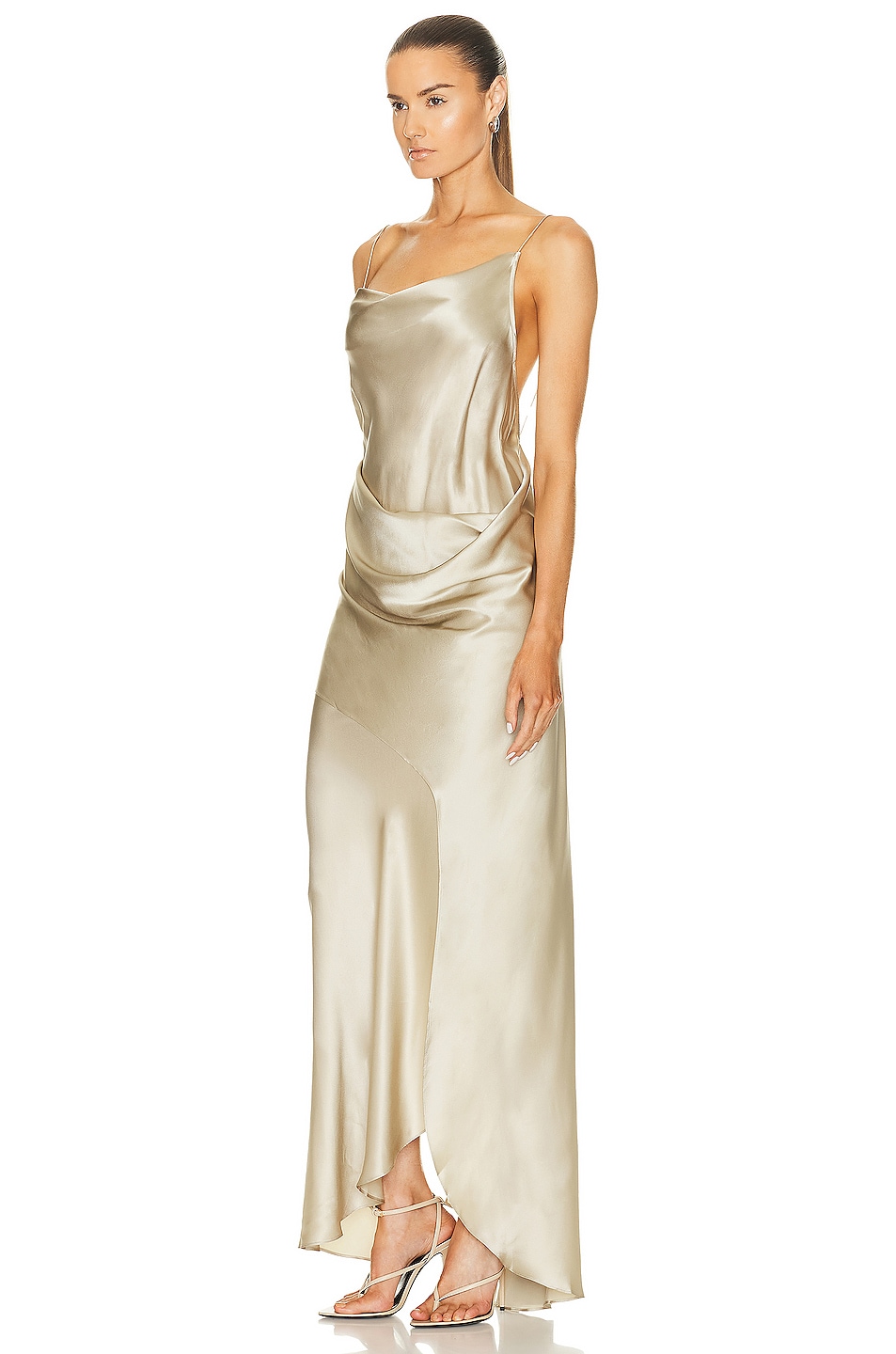 Christopher Esber Verdant Falls Draped Dress in PUTTY | FWRD