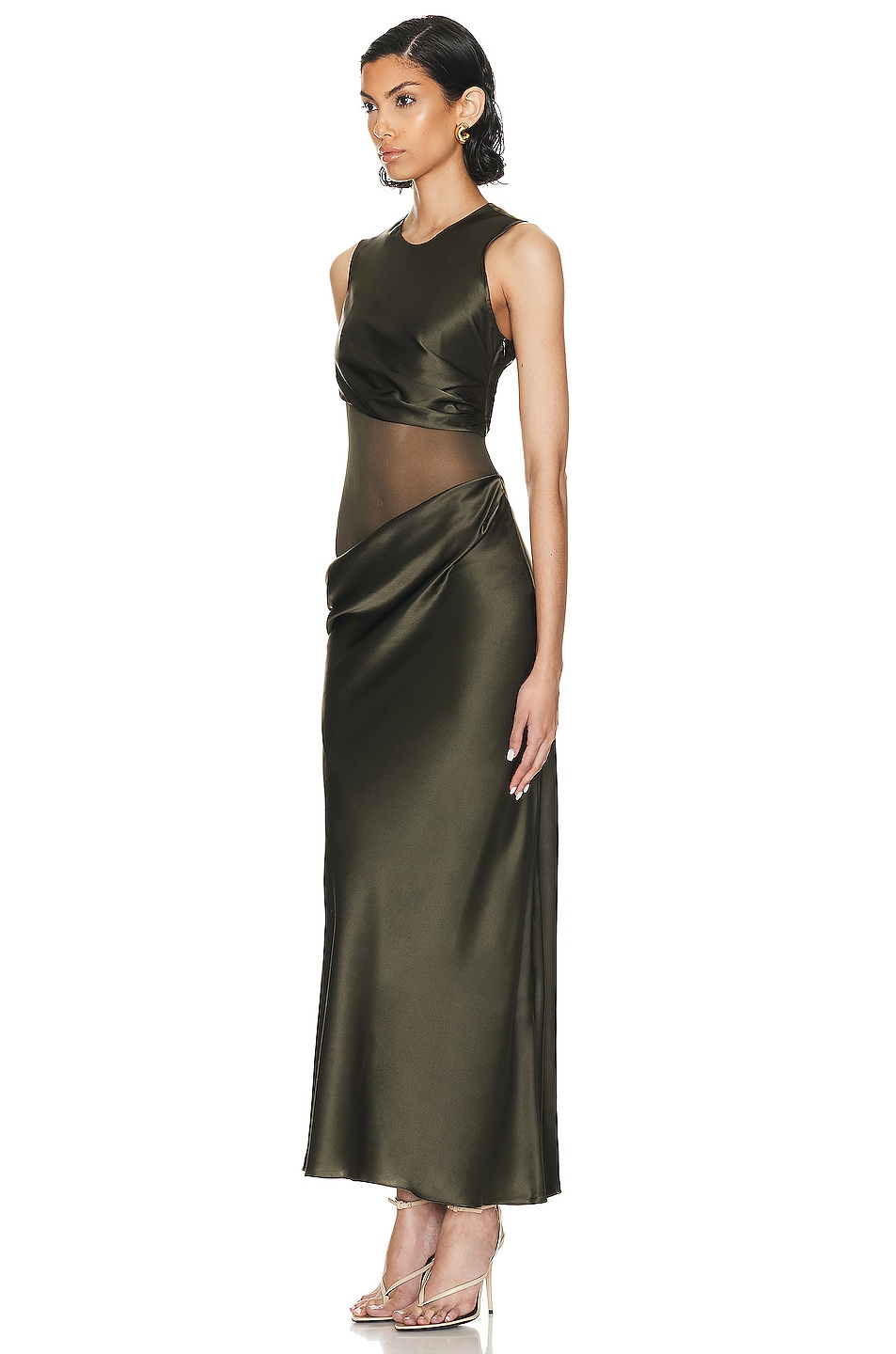 Christopher Esber Verdant Falls Sheer Torso Dress in SEAWEED | FWRD