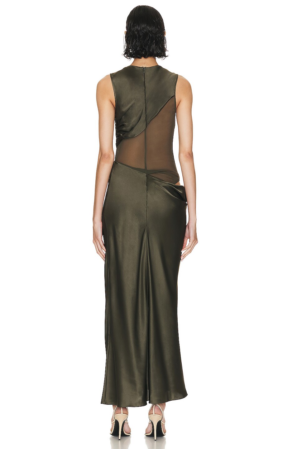 Christopher Esber Verdant Falls Sheer Torso Dress in SEAWEED | FWRD