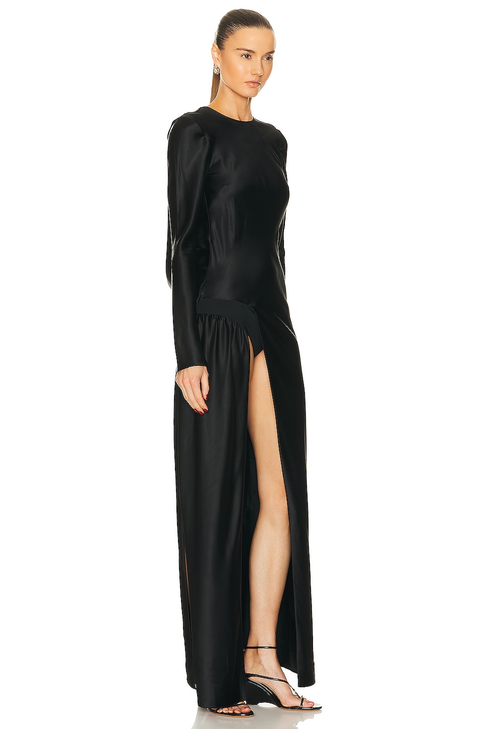 Christopher Esber Palladium Long Sleeve Tuck Dress in Black | FWRD