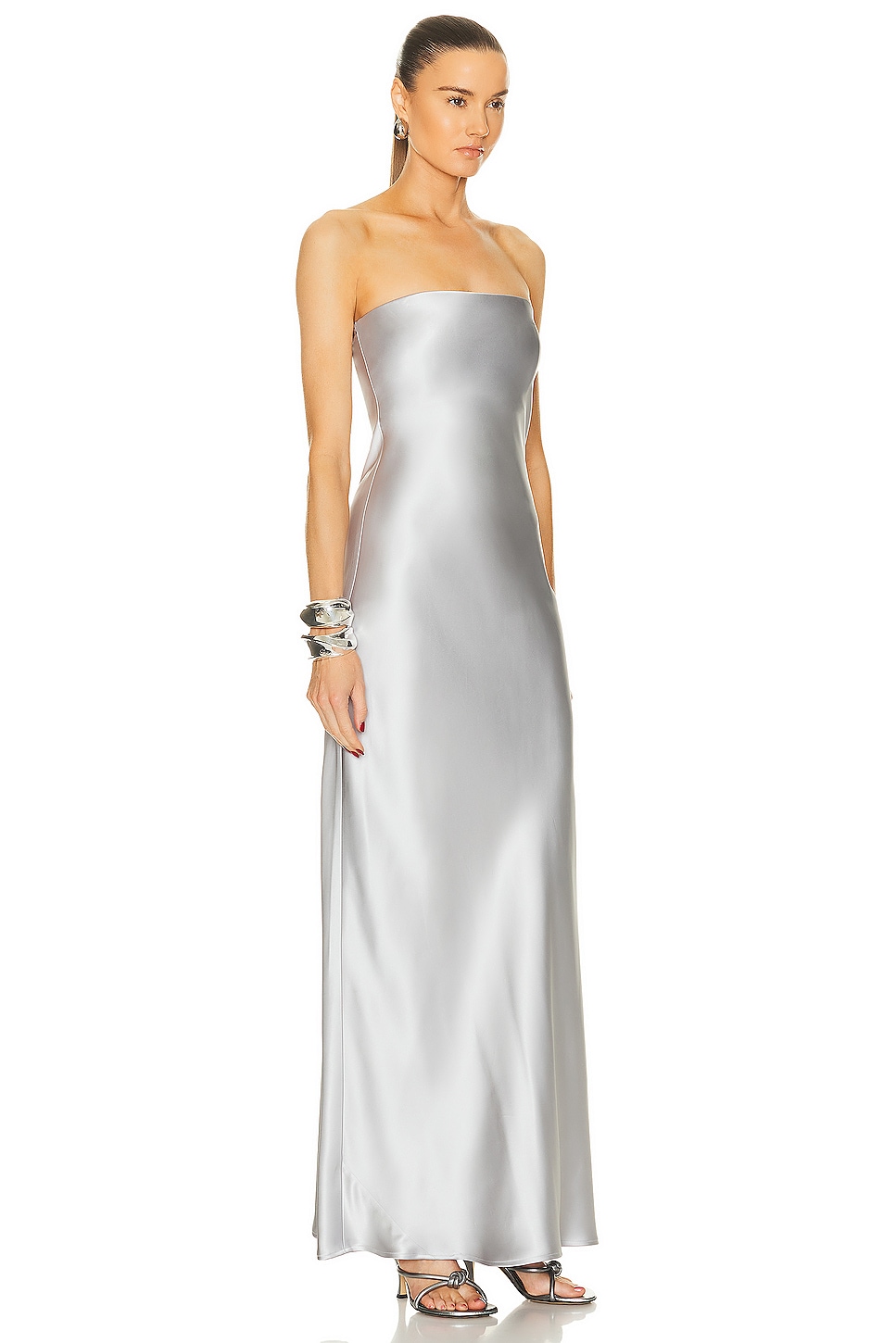 Christopher Esber Palladium Strapless Dress in Silver | FWRD